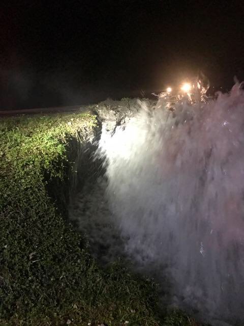 Fire hydrant bursts after it is hit by a car in Sebastian ...